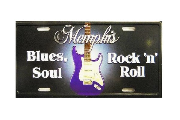 Memphis Guitar Metal License Plate – Auto License Plates Frames