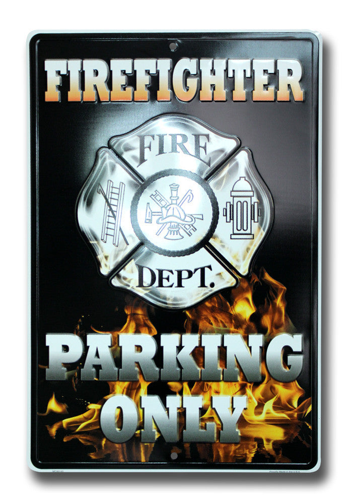 Firefighter Only Metal Parking Sign – Auto License Plates Frames