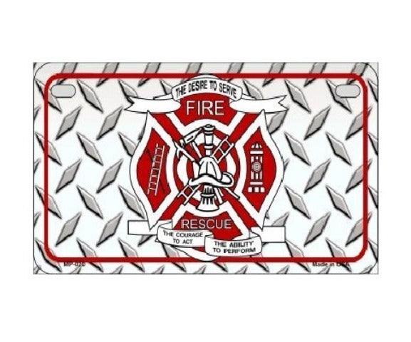 Fire Rescue Diamond Motorcycle License Plate – Auto License Plates Frames