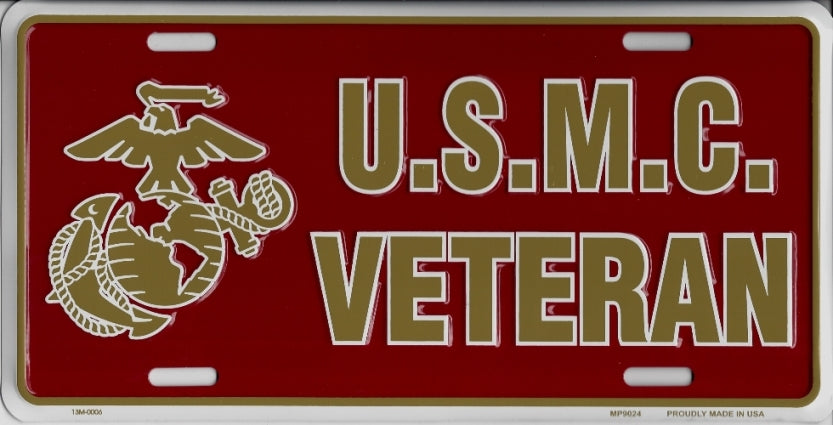 U.S.M.C. Veteran Metal License Plate Military Armed Forces Marines ...