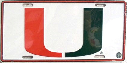 Miami Hurricanes 'U" License Plate – Auto License Plates Frames