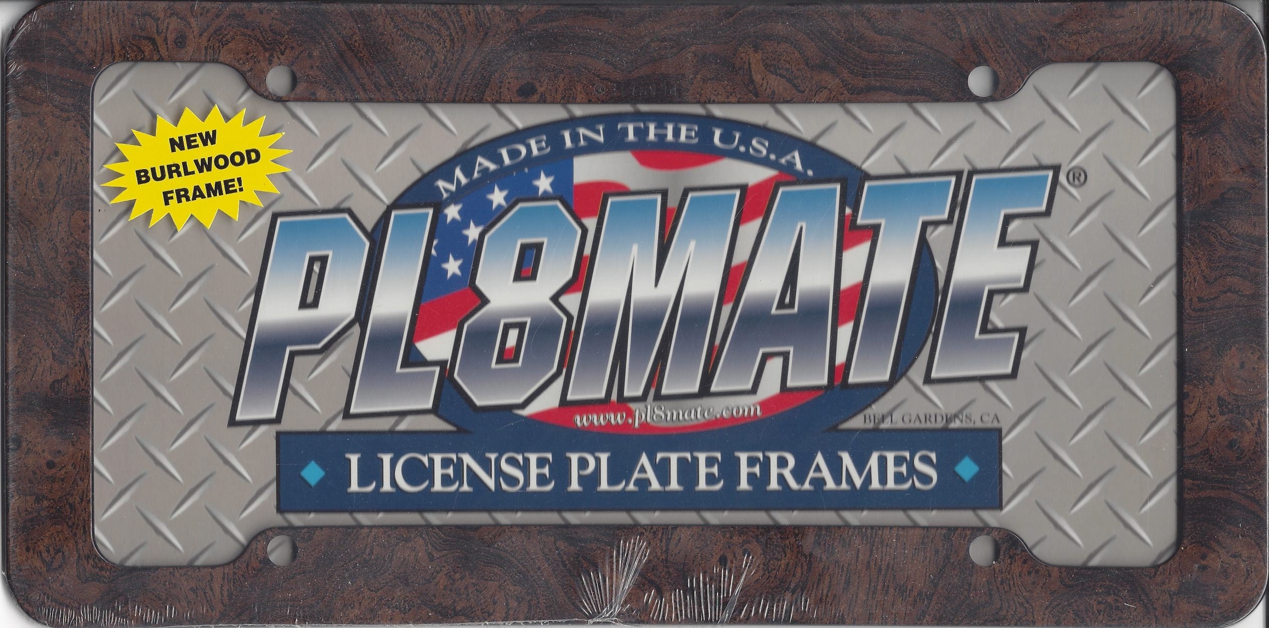 Heavy Duty Plastic Burlwood License Plate Frame – Auto License Plates ...