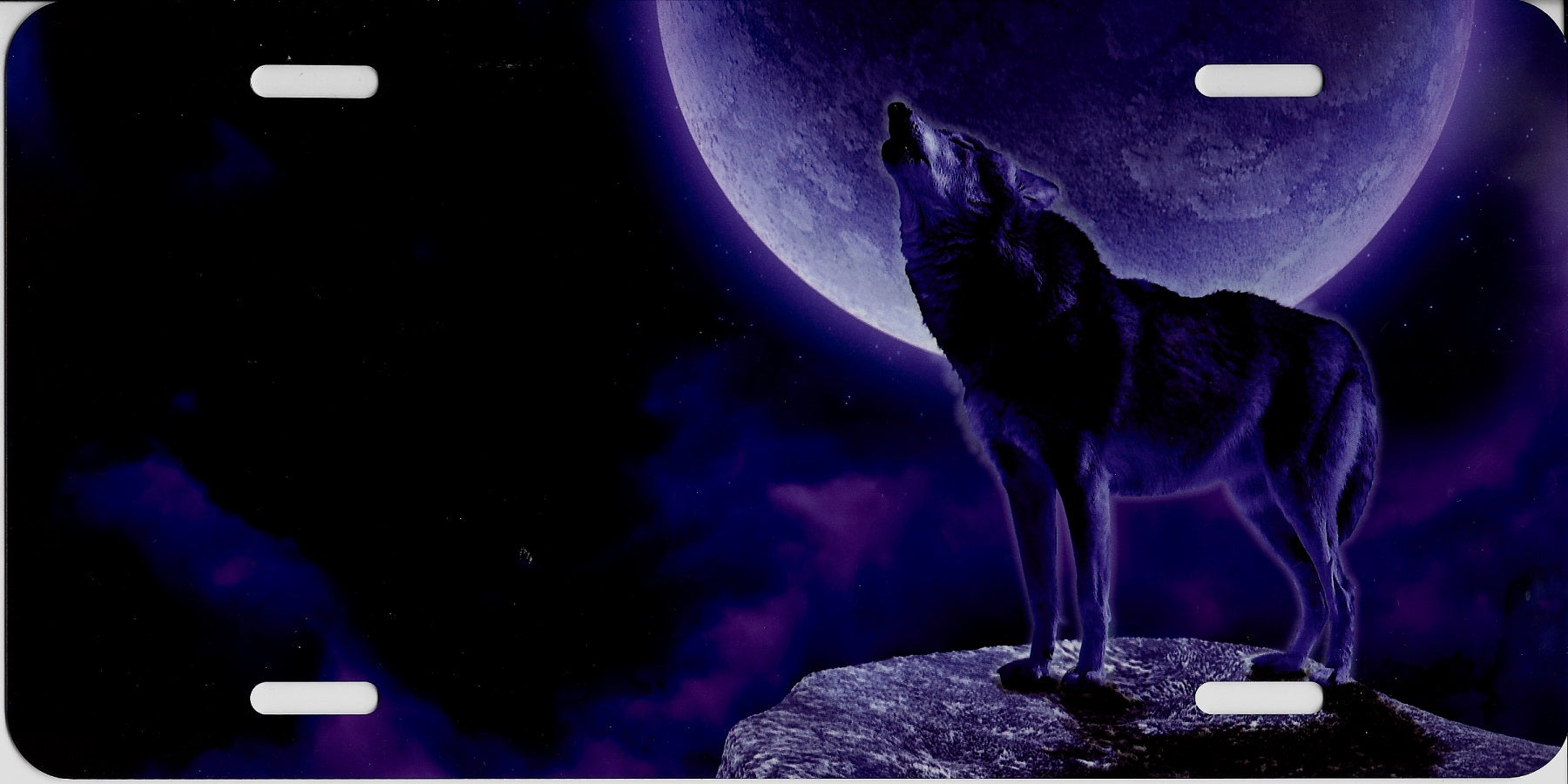 Howling Moon Purple Wolf License Plate – Auto License Plates Frames