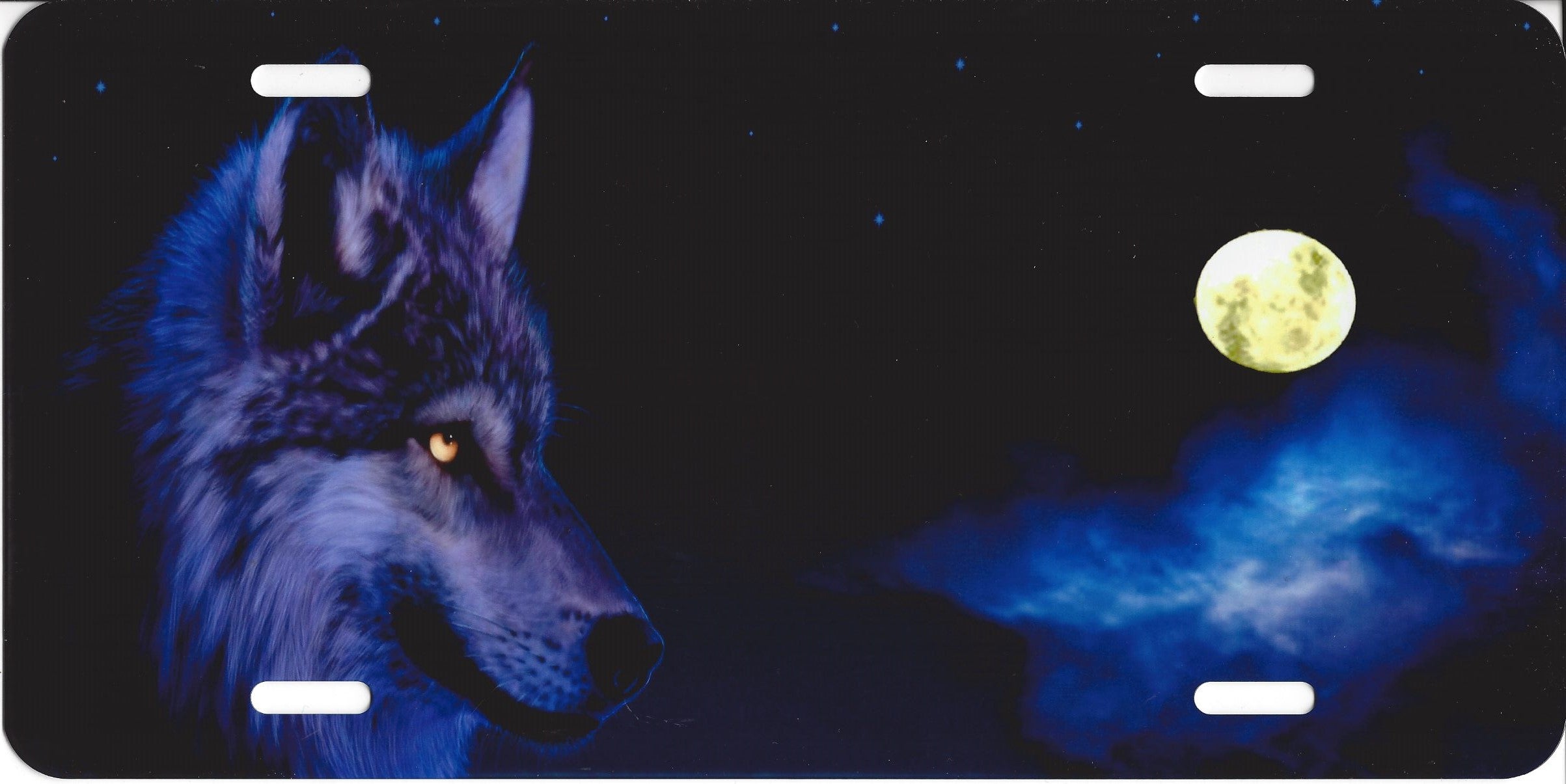 Offset Wolf And Moon License Plate – Auto License Plates Frames