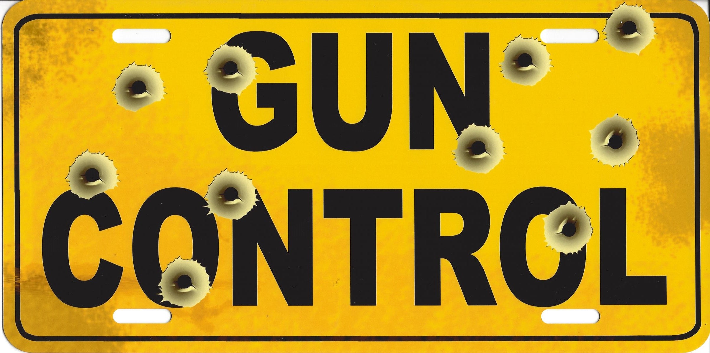 Gun Control With Bullet Holes Airbrush License Plate – Auto License ...