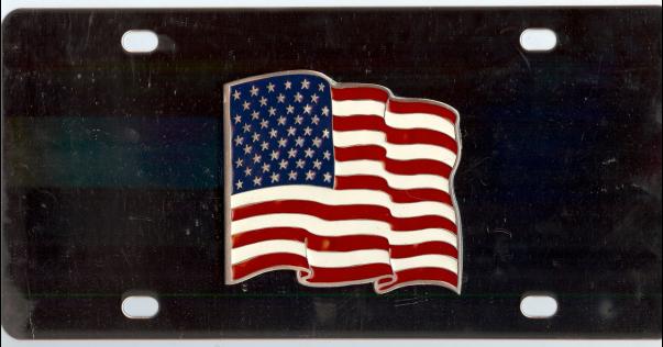 US Flag 3-D on Stainless Steel License Plate – Auto License Plates Frames