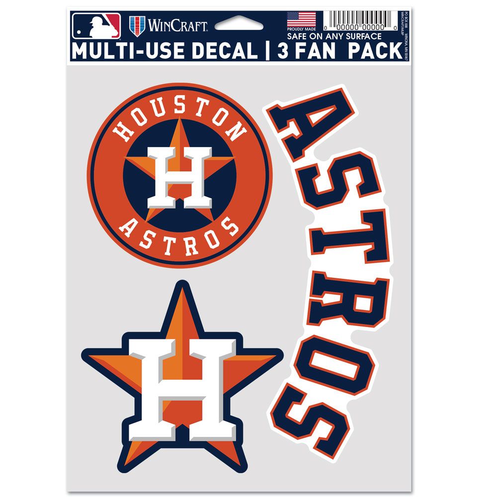 Houston Astros 3 Fan Pack Decals – Auto License Plates Frames