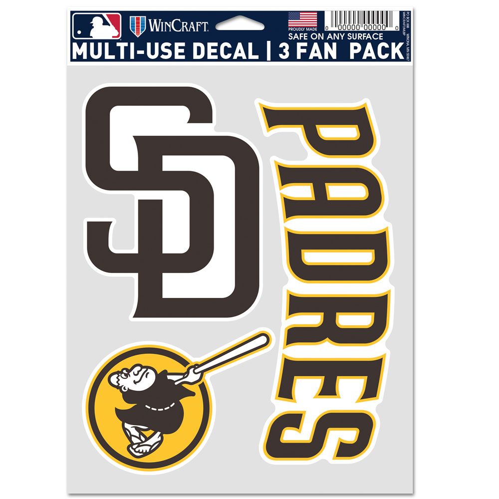 San Diego Padres 3 Fan Pack Decals – Auto License Plates Frames