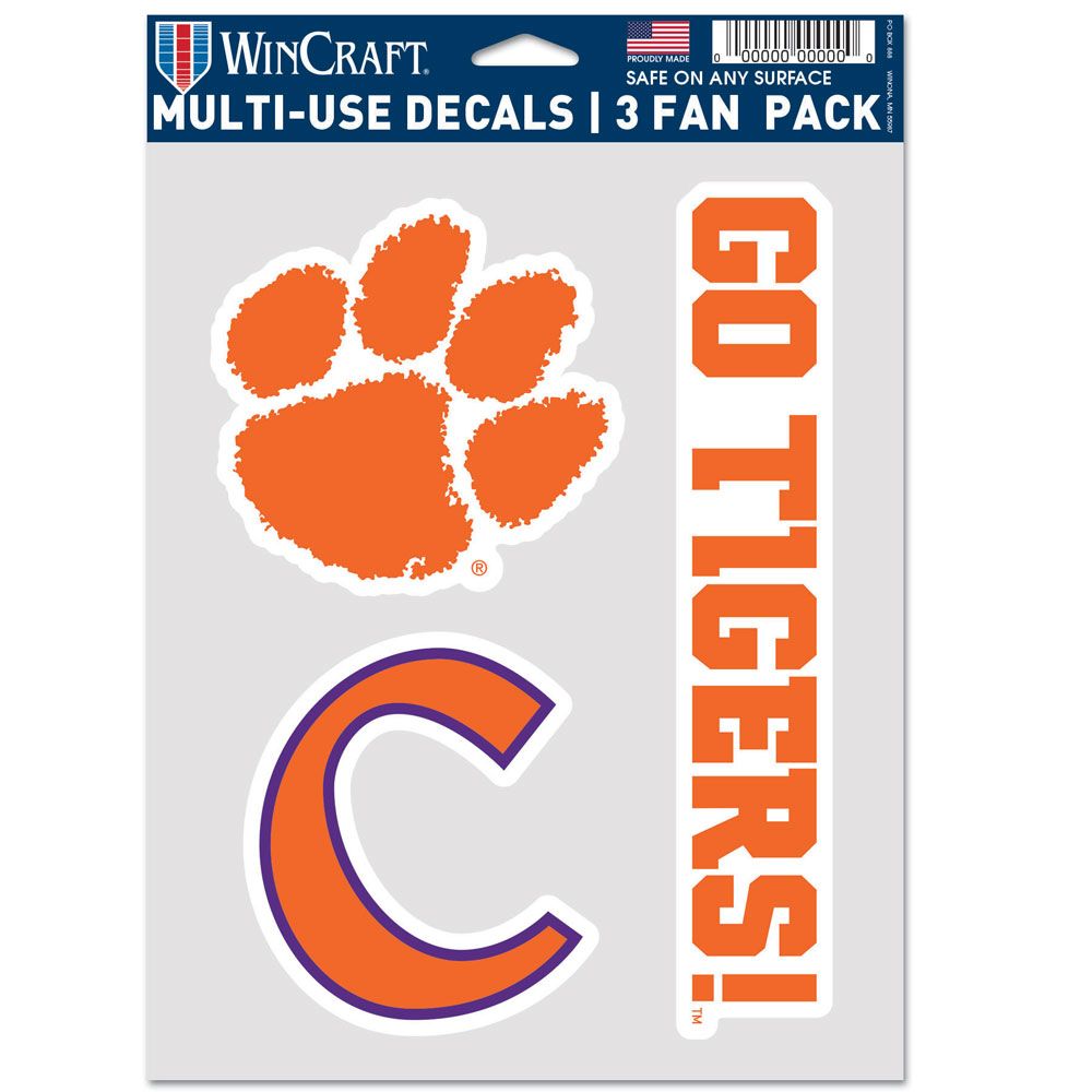 Clemson Tigers 3 Fan Pack Decals – Auto License Plates Frames