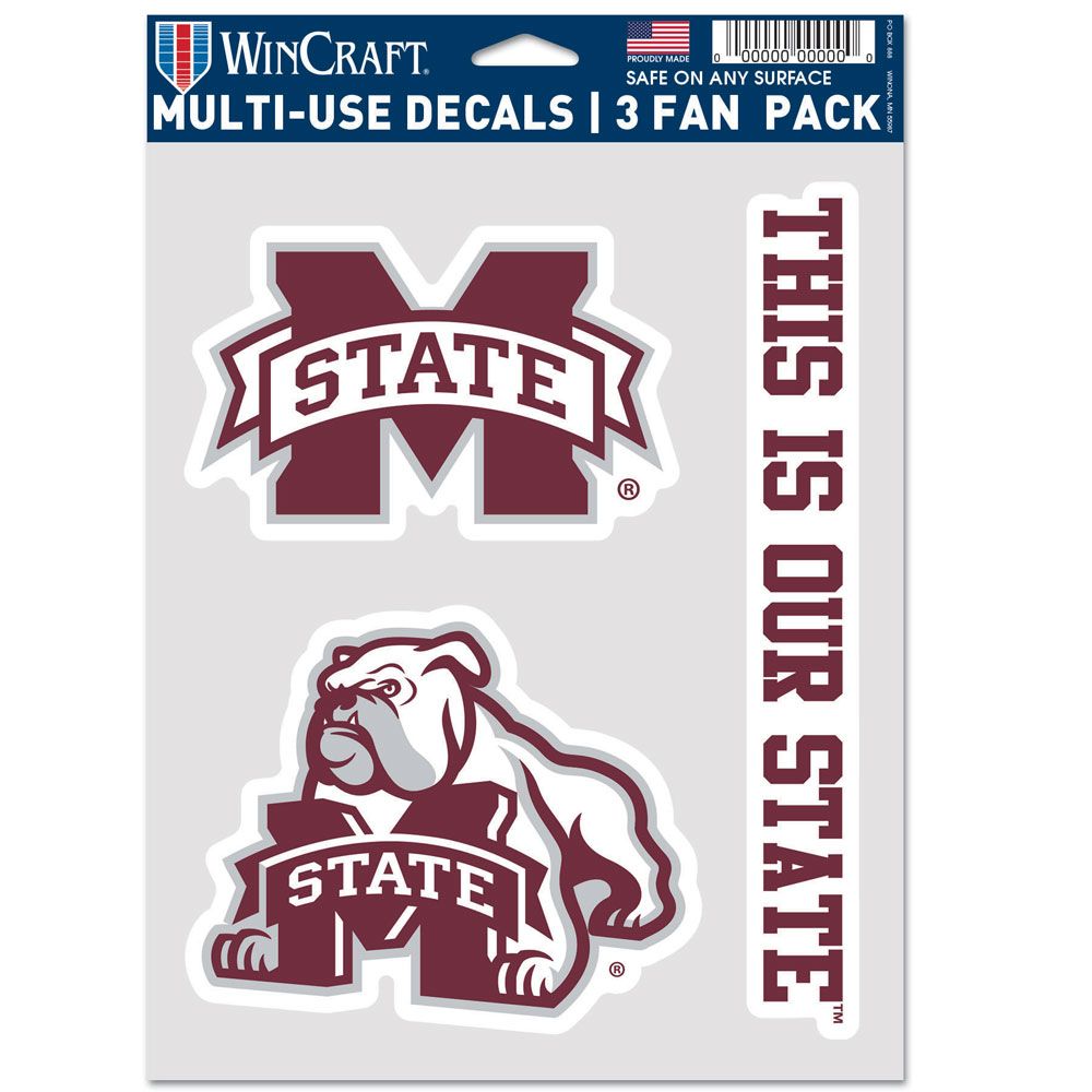 Mississippi State Bulldogs 3 Fan Pack Decals – Auto License Plates Frames