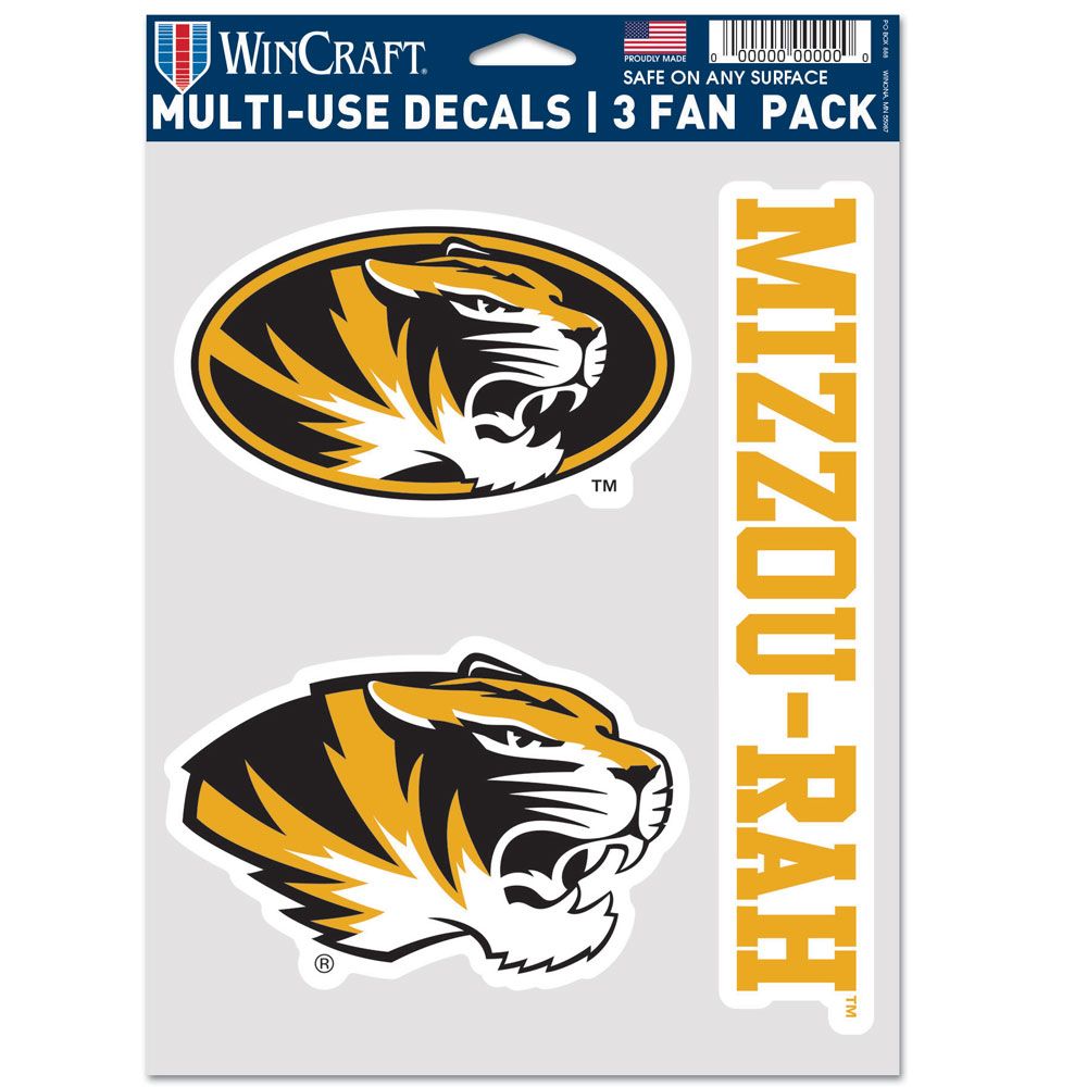 Missouri Tigers 3 Fan Pack Decals – Auto License Plates Frames