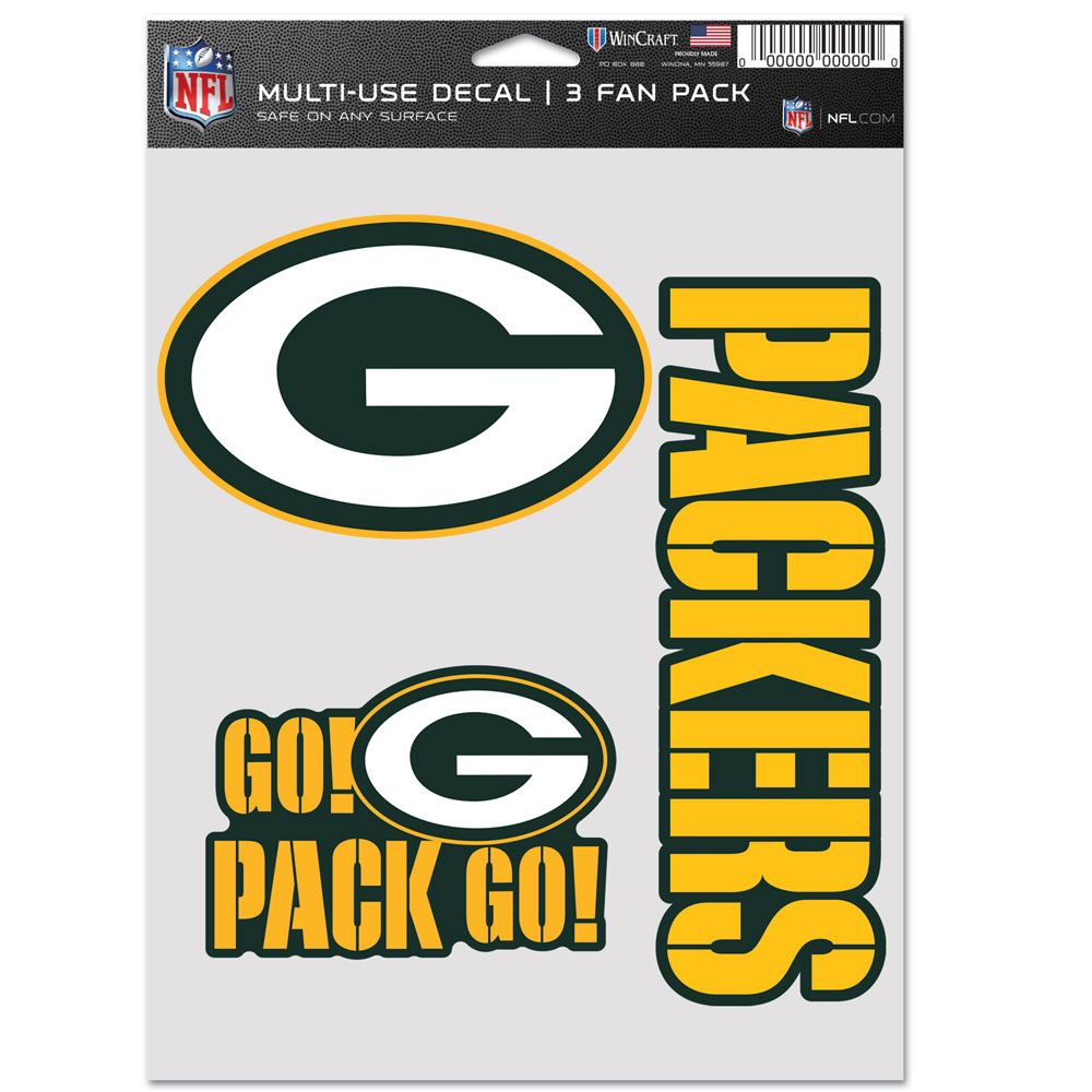 Green Bay Packers 3 Fan Pack Decals – Auto License Plates Frames