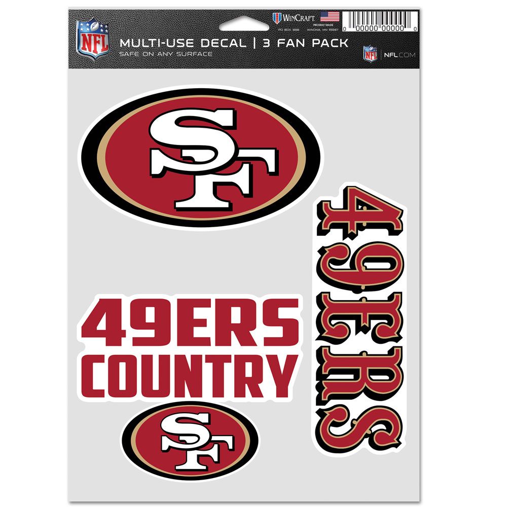 San Francisco 49ers 3 Fan Pack Decals – Auto License Plates Frames