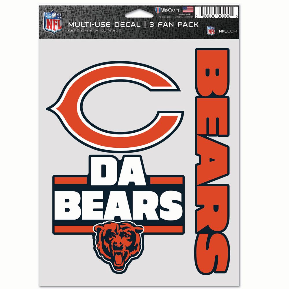 Chicago Bears 3 Fan Pack Decals – Auto License Plates Frames