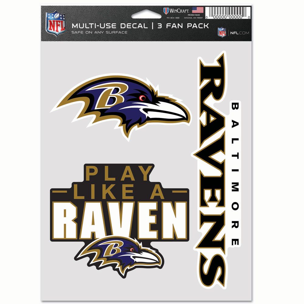 Baltimore Ravens 3 Fan Pack Decals – Auto License Plates Frames