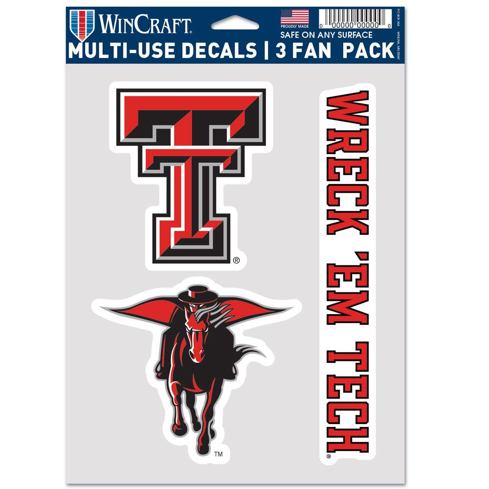 Texas Tech Red Raiders 3 Fan Pack Decals – Auto License Plates Frames