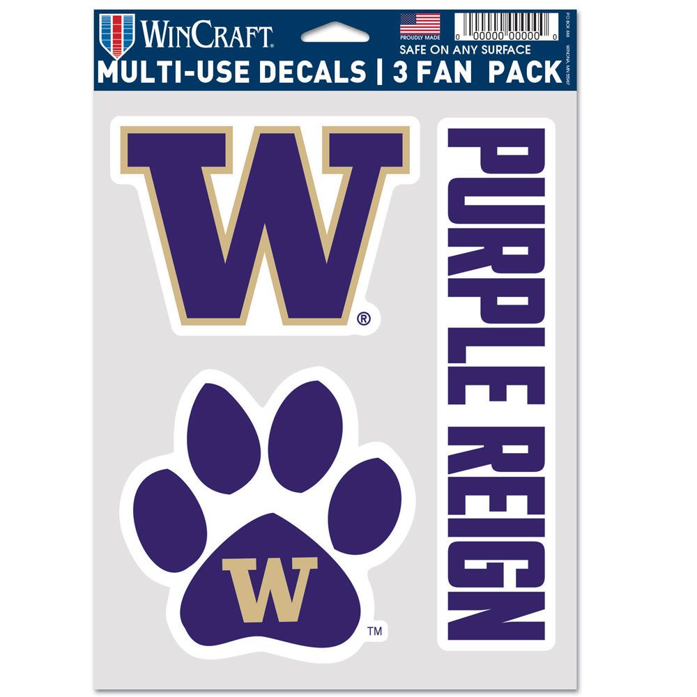Washington Huskies 3 Fan Pack Decals – Auto License Plates Frames
