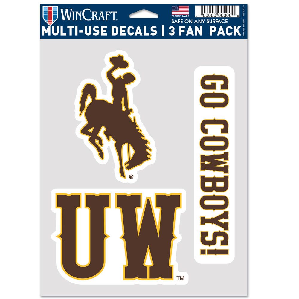 Wyoming Cowboys 3 Fan Pack Decals – Auto License Plates Frames