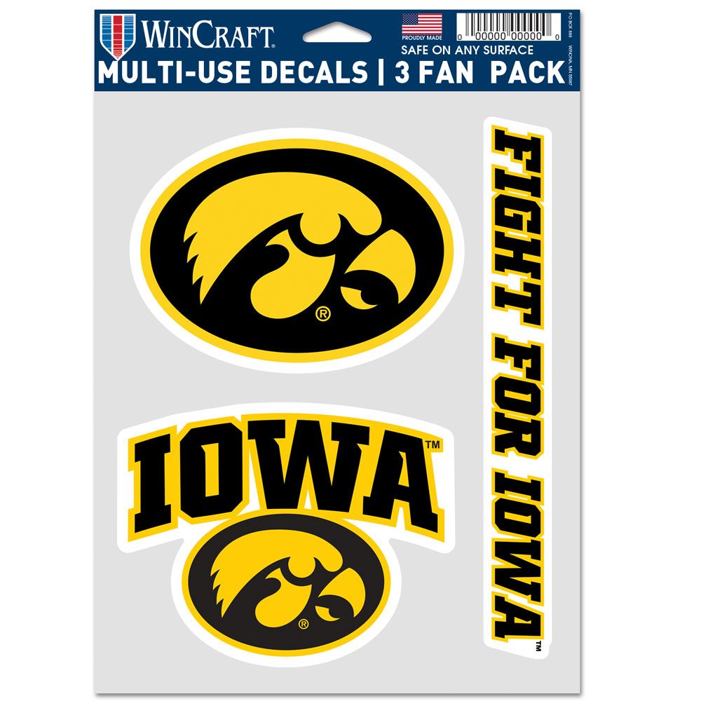 Iowa Hawkeyes 3 Fan Pack Decals – Auto License Plates Frames
