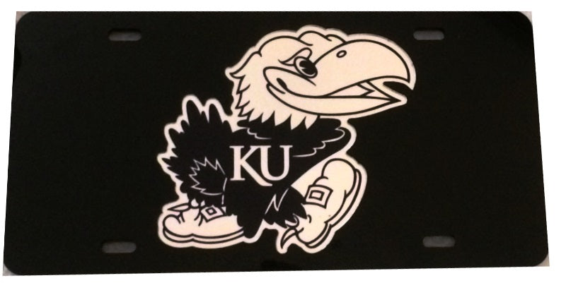 Kansas Jayhawks Logo Black Laser License Plate – Auto License Plates Frames